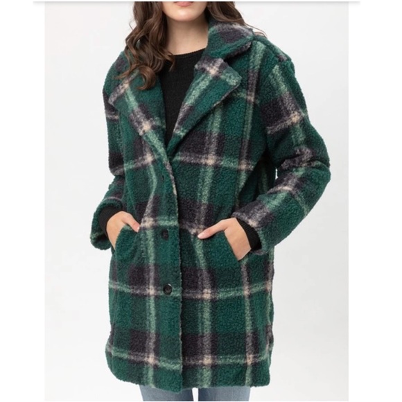 Love Tree | Jackets & Coats | Love Treesherpa Plaid Print Button Down ...